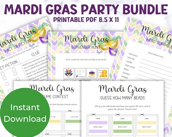 Mardi Gras Games Bundle Printable Mardi Gras Party Game Mardi Gras ...