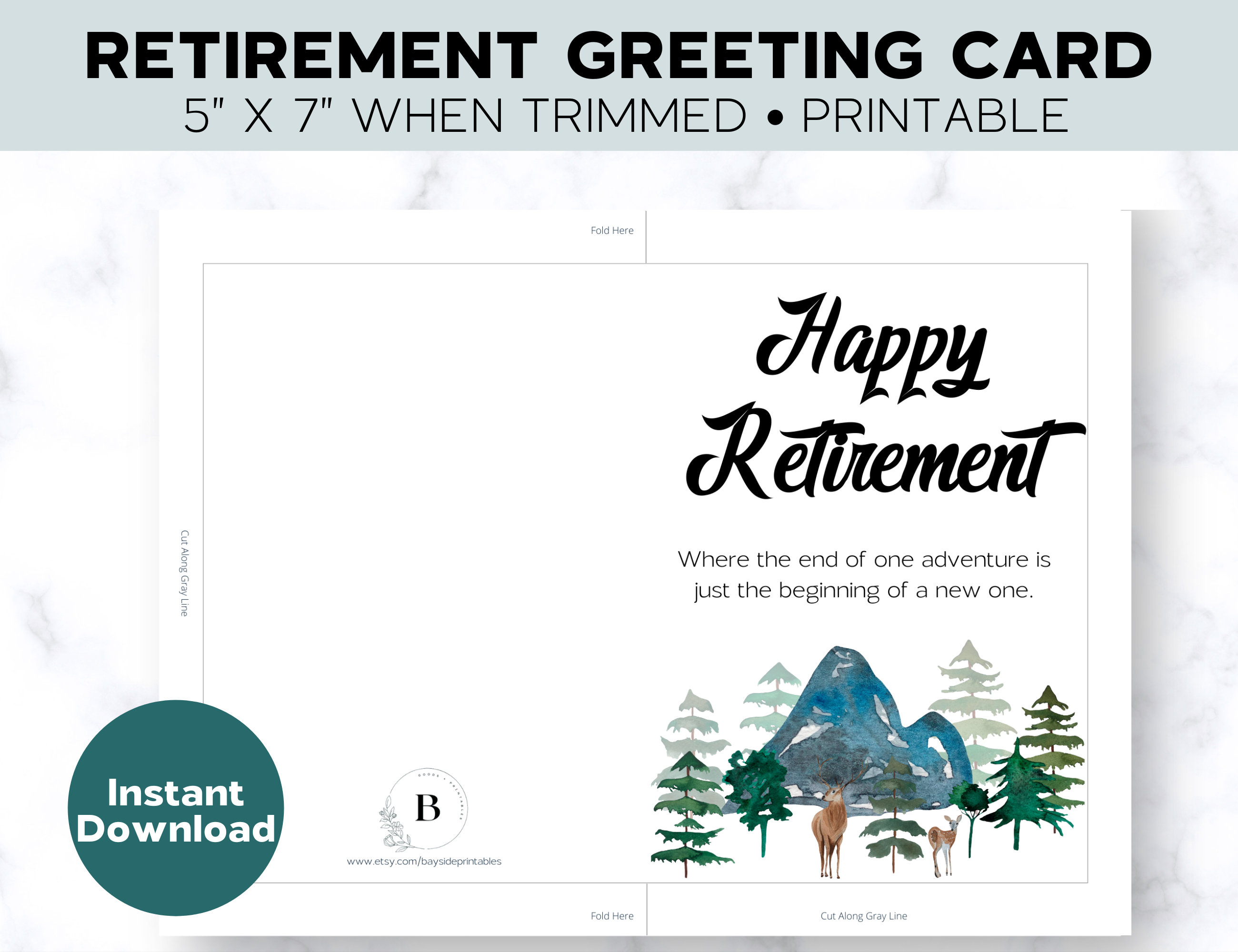 Printable Foldable Happy Retirement Card