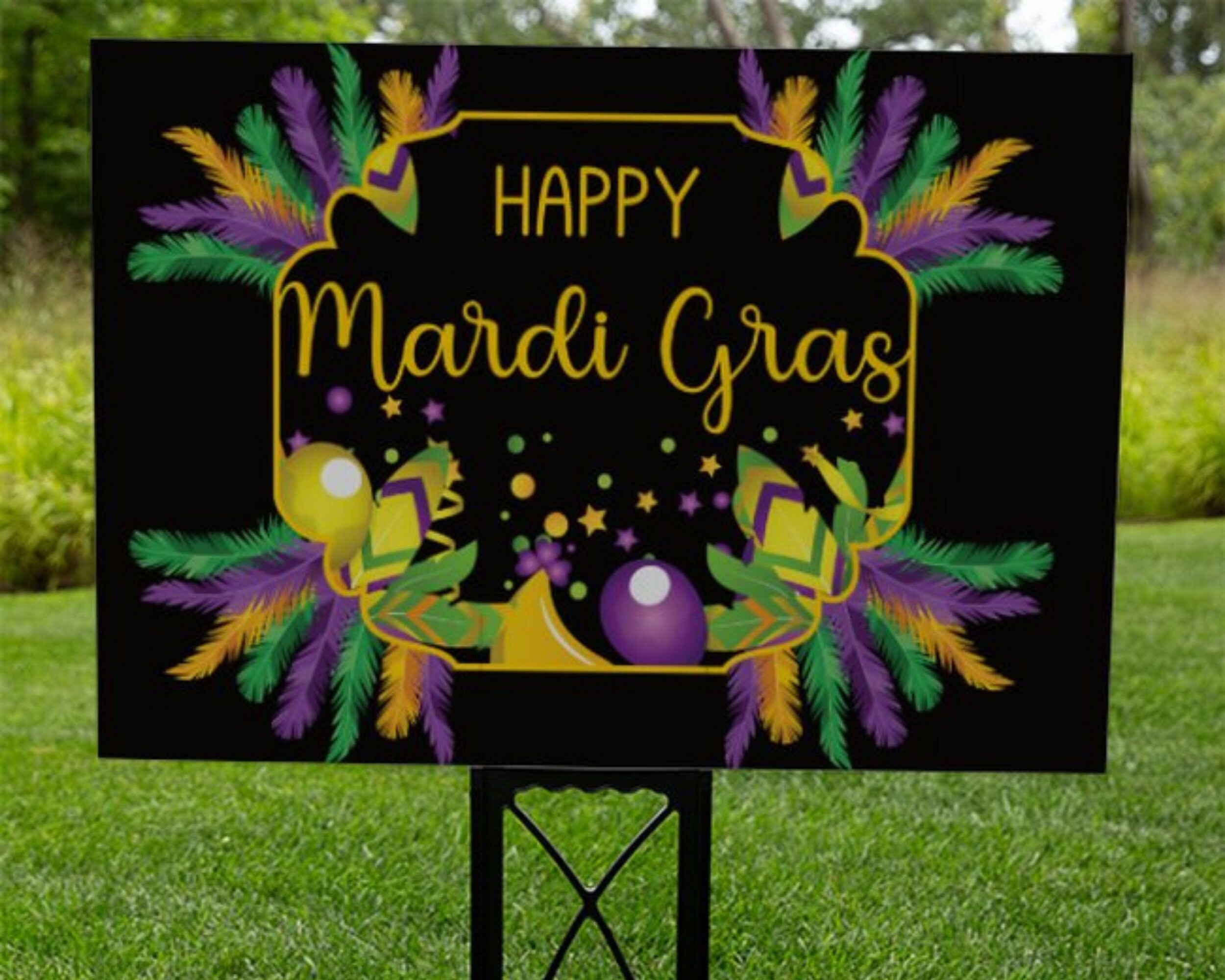 Mardi Gras Printable Yard Sign, DIY Party Yard Sign, Festive Lawn Sign ...