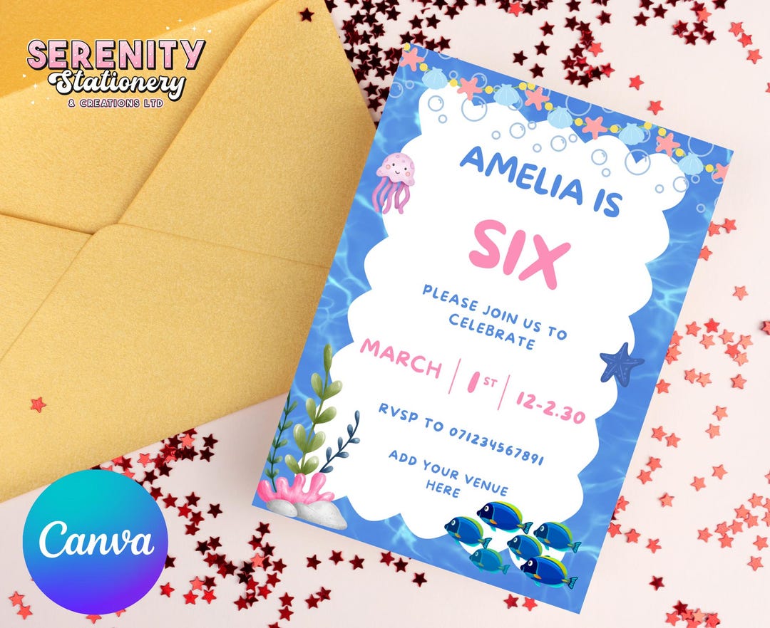 Under the Sea L Birthday Invitation | Easy Editable | Digital Printable ...