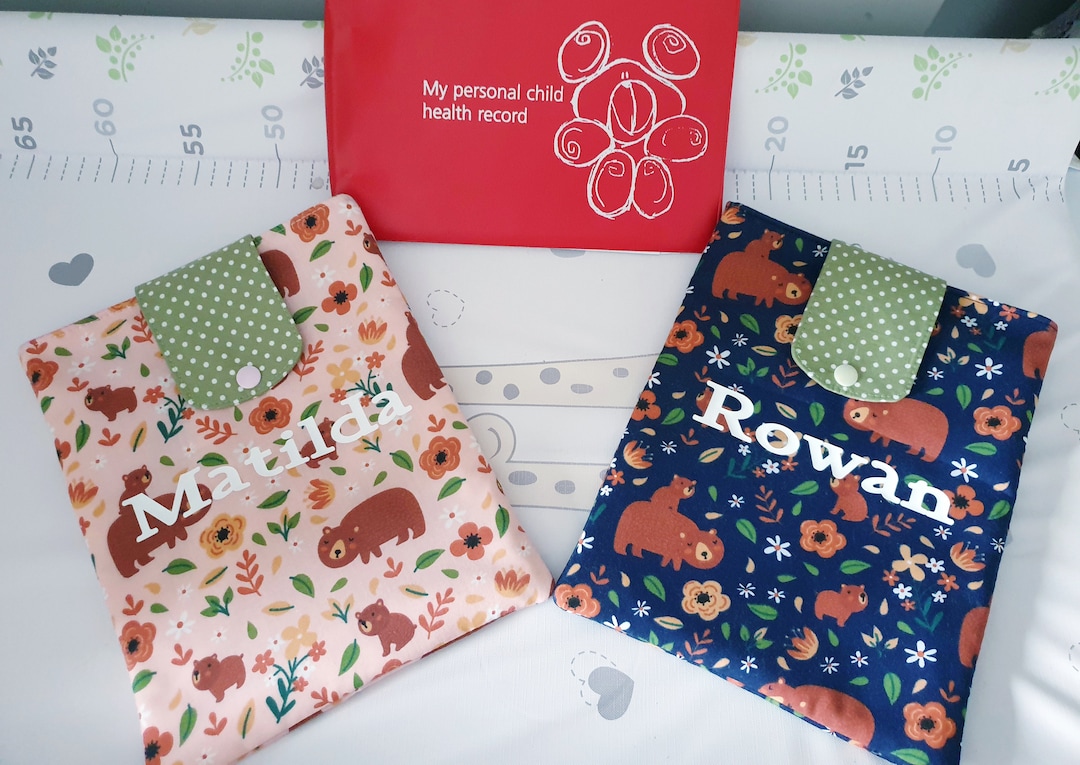 Nhs Red Book Cover,personalised Baby's Red Book Sleeve,baby Health ...
