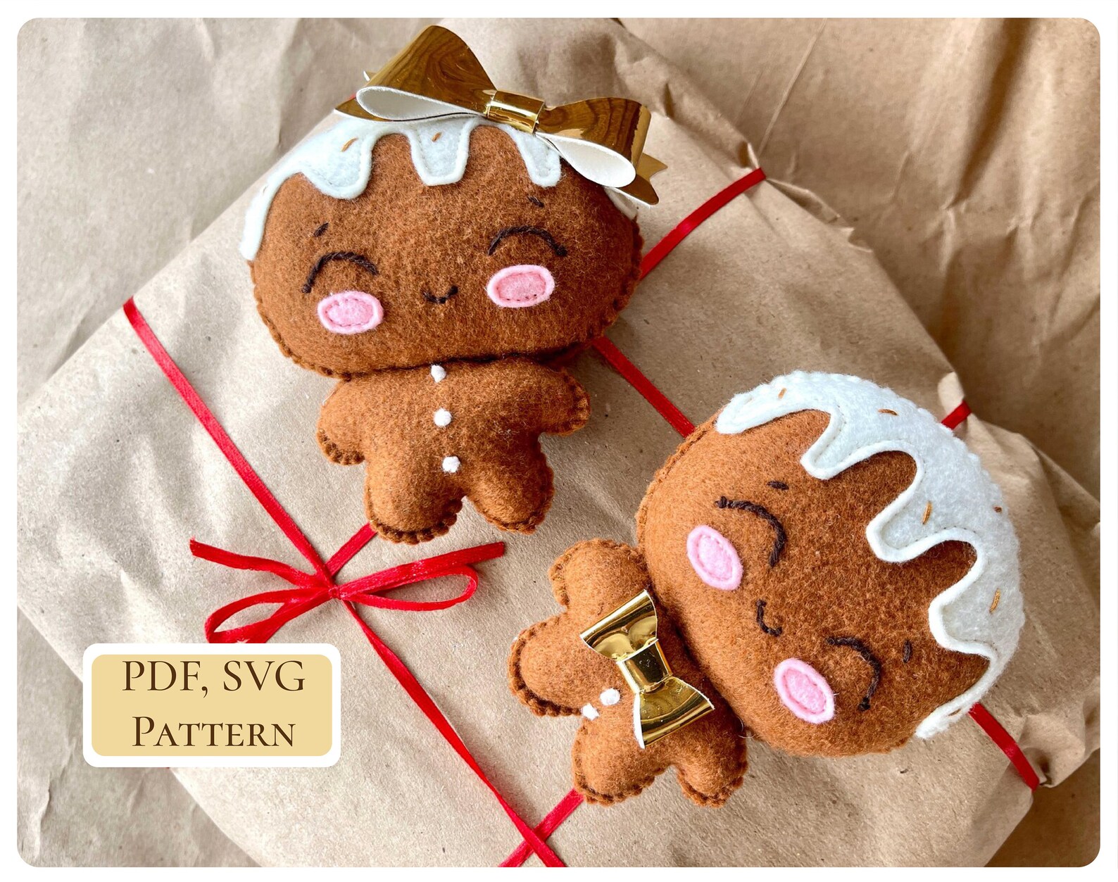 Christmas PDF Pattern Felt Gingerbread / Felt Gingerbread - Etsy