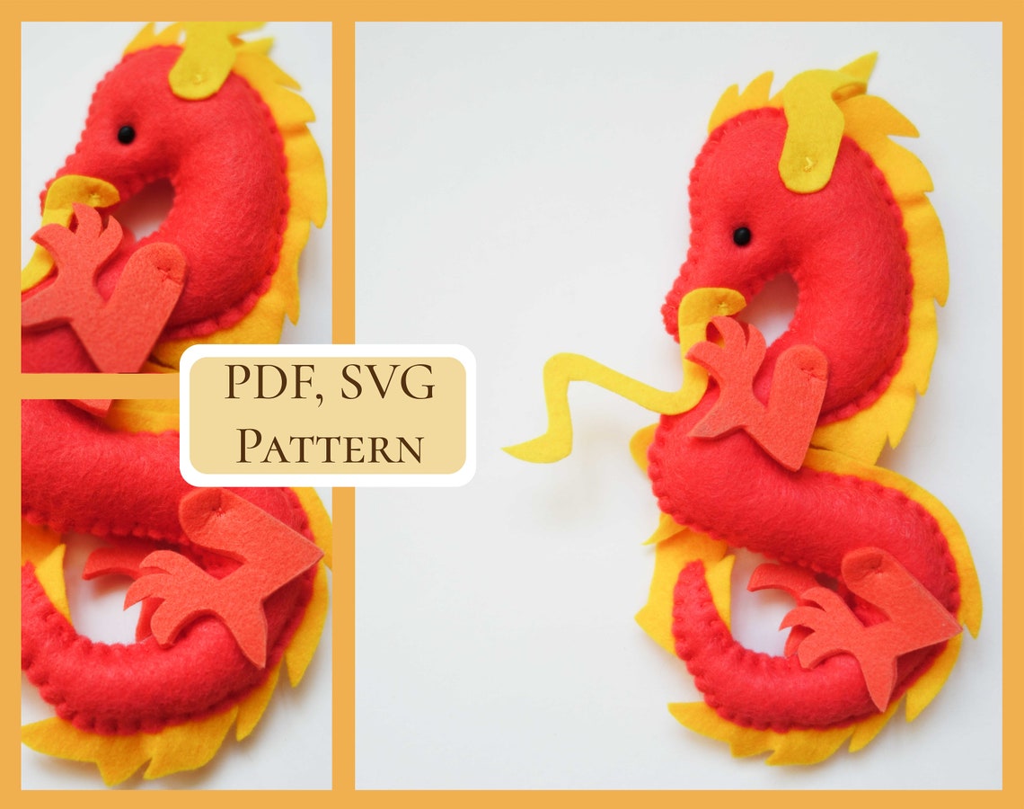 PDF Chinese Dragon Felt Pattern / Red Dragon Felt Easy Sewing - Etsy