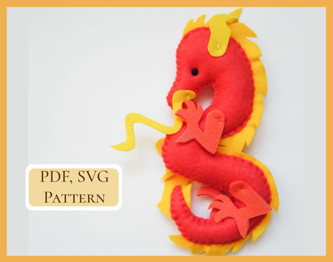 PDF Chinese Dragon Felt Pattern / Red Dragon Felt Easy Sewing - Etsy