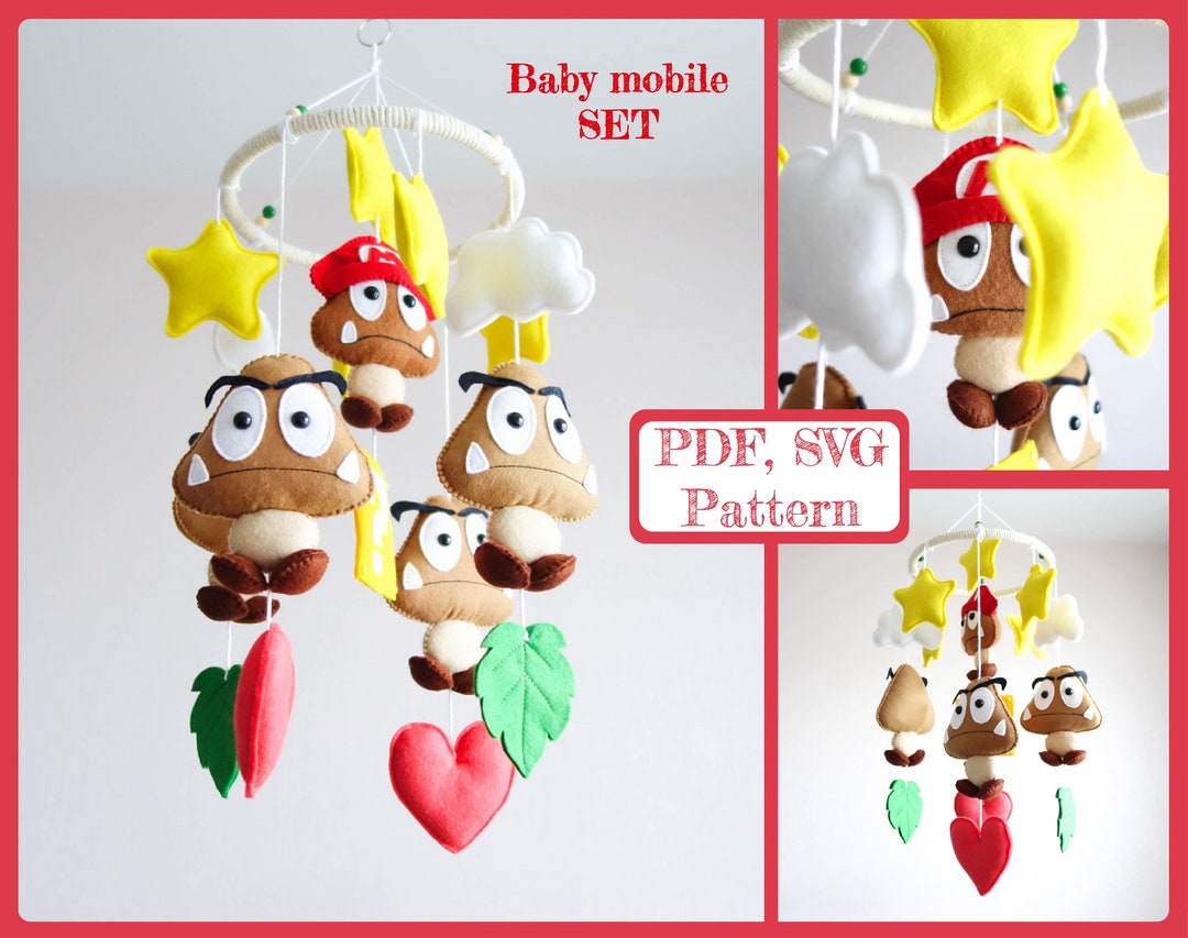 PDF Goomba Baby Mobile / Mushroom Felt Easy Sewing Pattern / Mario ...