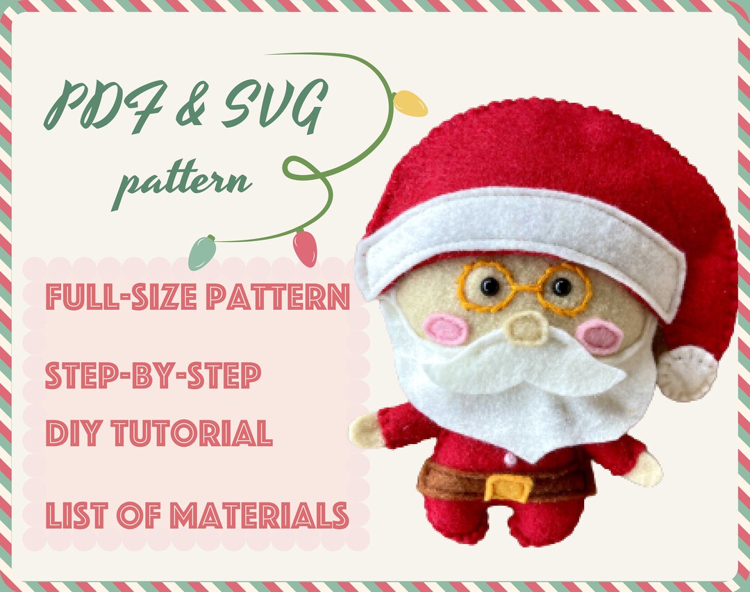 Christmas PDF Pattern Felt Santa Claus / Felt Santa Sewing - Etsy