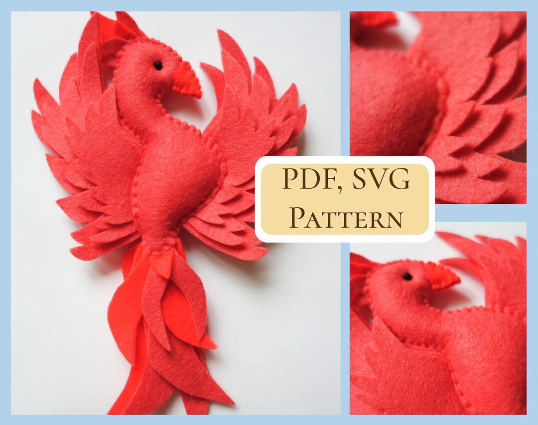 PDF Phoenix Doll Pattern / Bird Felt Easy Sewing Pattern / Mythological ...