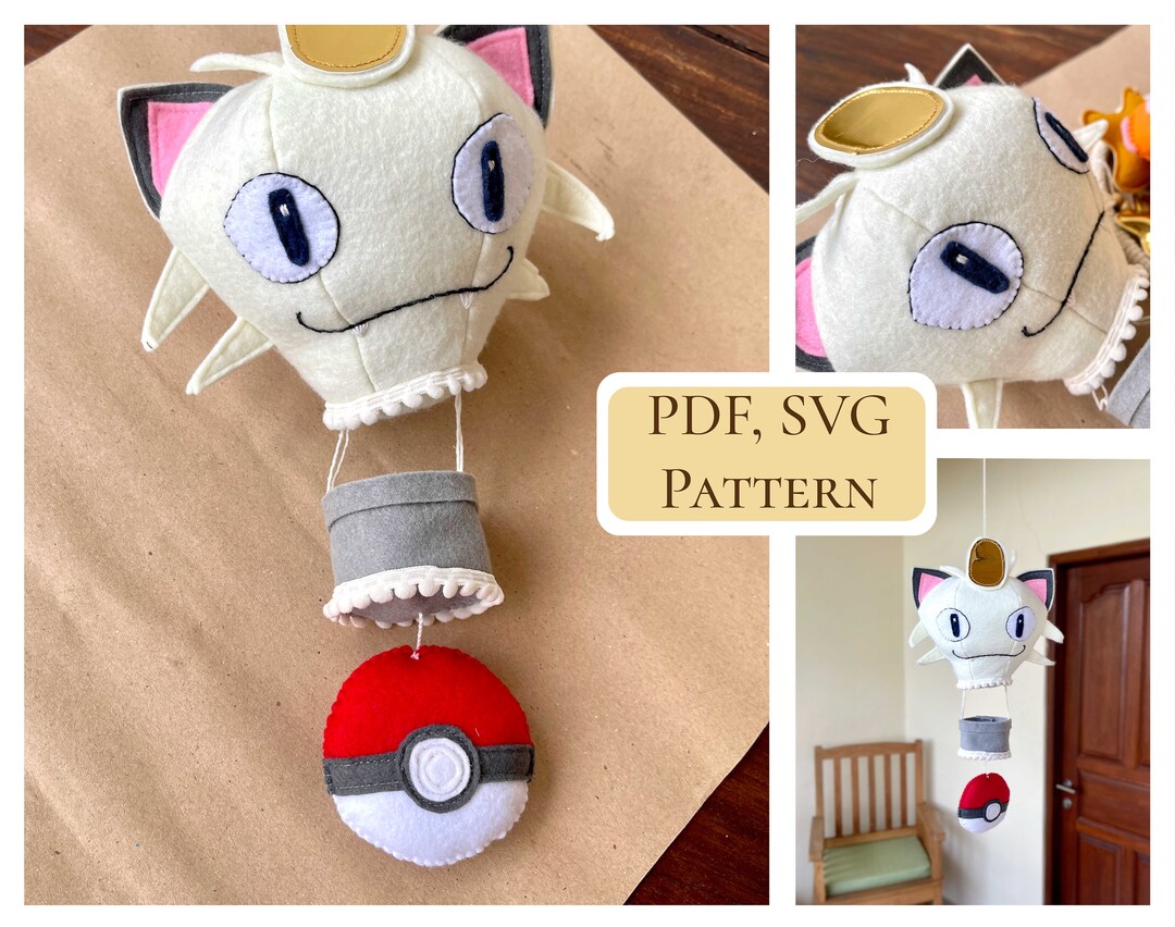 PDF Meowth Heißluftballon Schnittmuster / Pokemon Baby Mobile ...