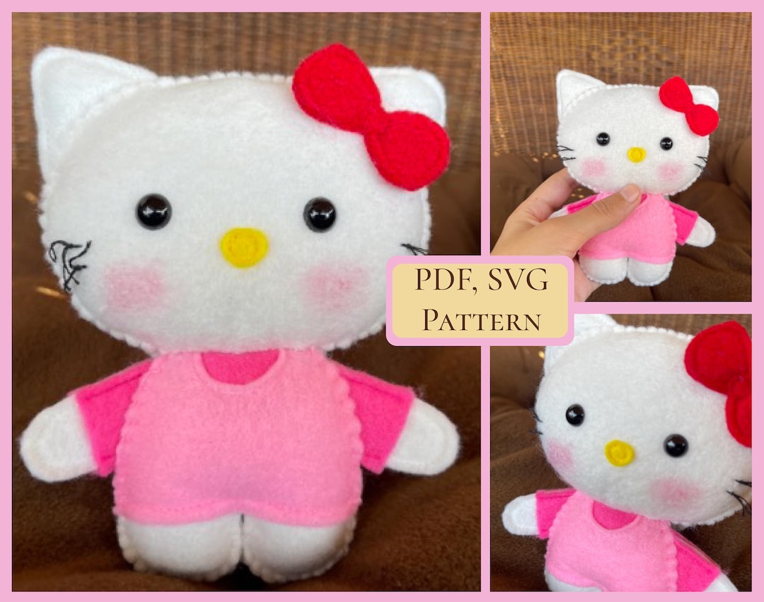 PDF Kawaii Kitty Pattern / Felt Kitty DIY Pattern / Pink Cat Soft Toy ...