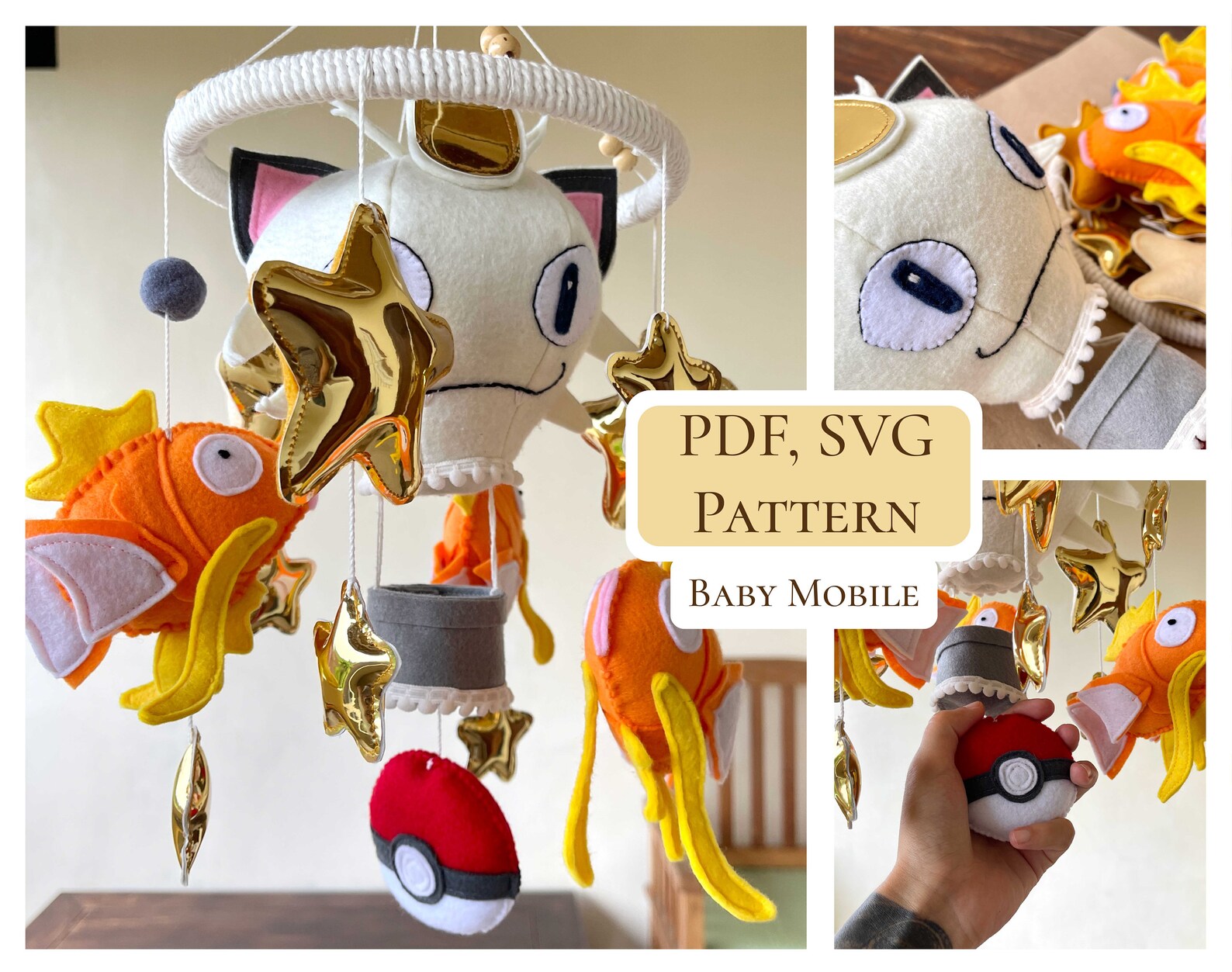 PDF Meowth and Magikarp Baby Mobile Pattern / Hot Air Baloon - Etsy
