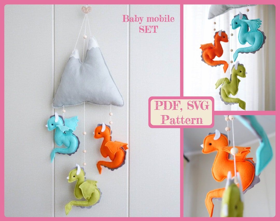 PDF Dragons Baby Mobile Pattern / Mythological Felt Banner DIY Pattern ...