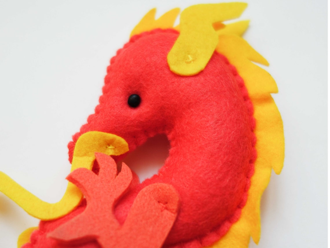 PDF Chinese Dragon Felt Pattern / Red Dragon Felt Easy Sewing - Etsy