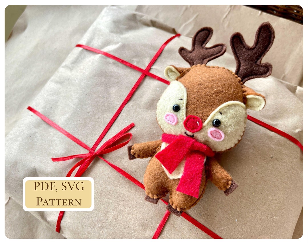 Christmas PDF Pattern Felt Reindeer / Felt Santa's Deer Sewing Pattern ...