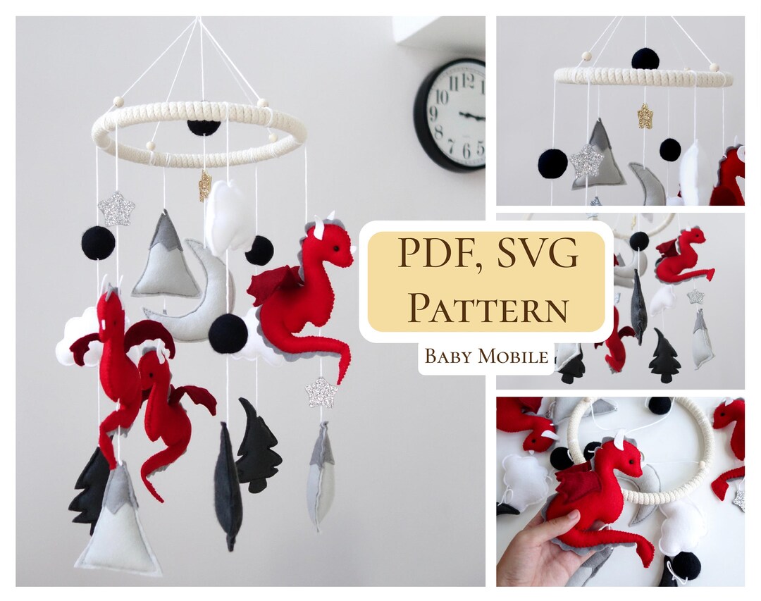 PDF Dragon Baby Mobile Pattern / Mythological Dragons Baby Mobile ...