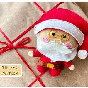 Christmas PDF Pattern Felt Santa Claus / Felt Santa Sewing Pattern / Christmas Ornaments DIY ...
