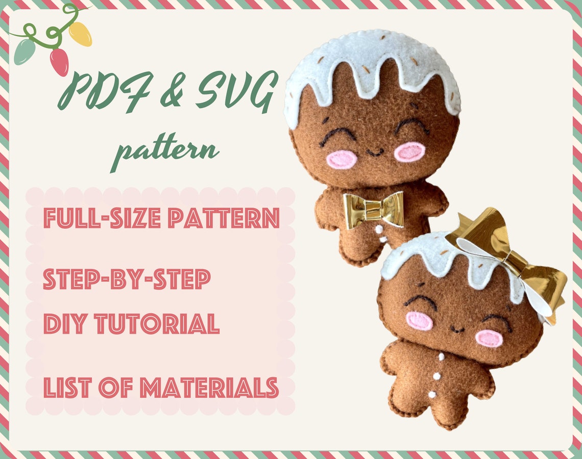 Christmas PDF Pattern Felt Gingerbread / Felt Gingerbread - Etsy