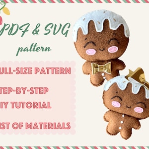 Christmas PDF Pattern Felt Gingerbread / Felt Gingerbread Sewing ...