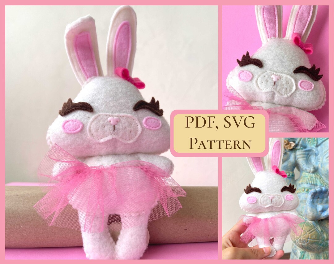 PDF Cute Bunny Doll Pattern / Felt Animals Sewing Pattern / Soft Felt ...