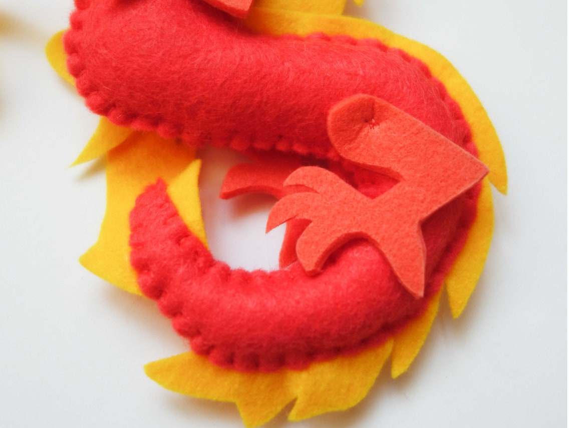PDF Chinese Dragon Felt Pattern / Red Dragon Felt Easy Sewing - Etsy