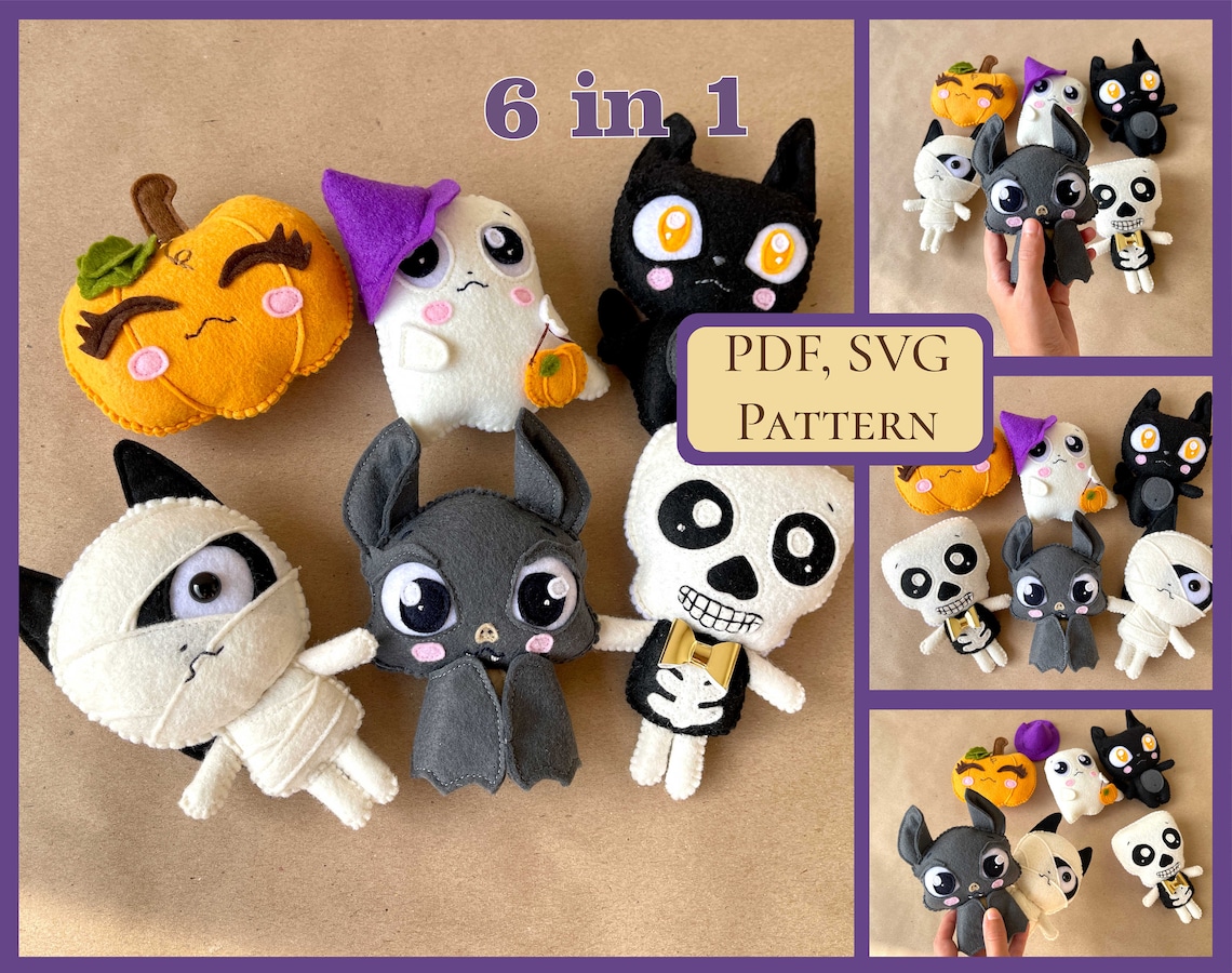 PDF Set 6 of Halloween Felt Pattern / Halloween Soft Felt - Etsy