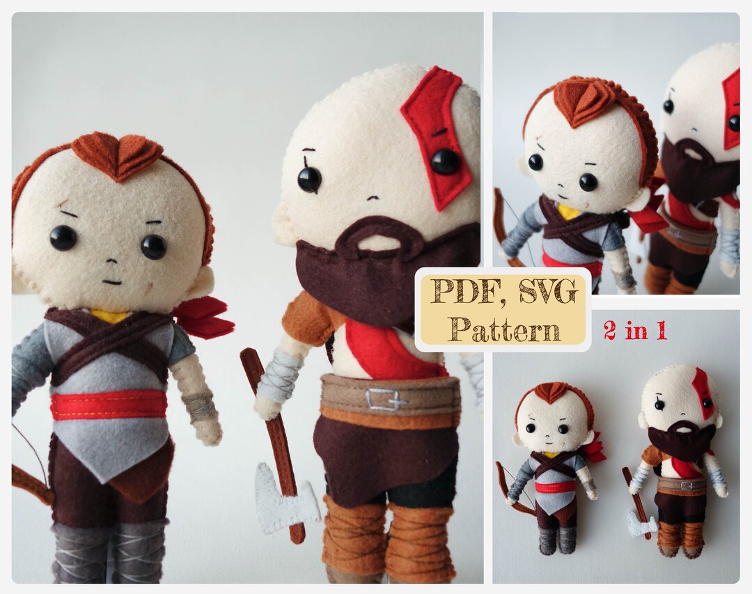 PDF Set 2in1 Kratos and Boy Atreus Doll Pattern / Felt Sewing Pattern ...