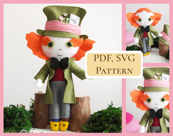 PDF Mad Hatter Doll Pattern / Felt Easy Sewing Pattern / Alice - Etsy