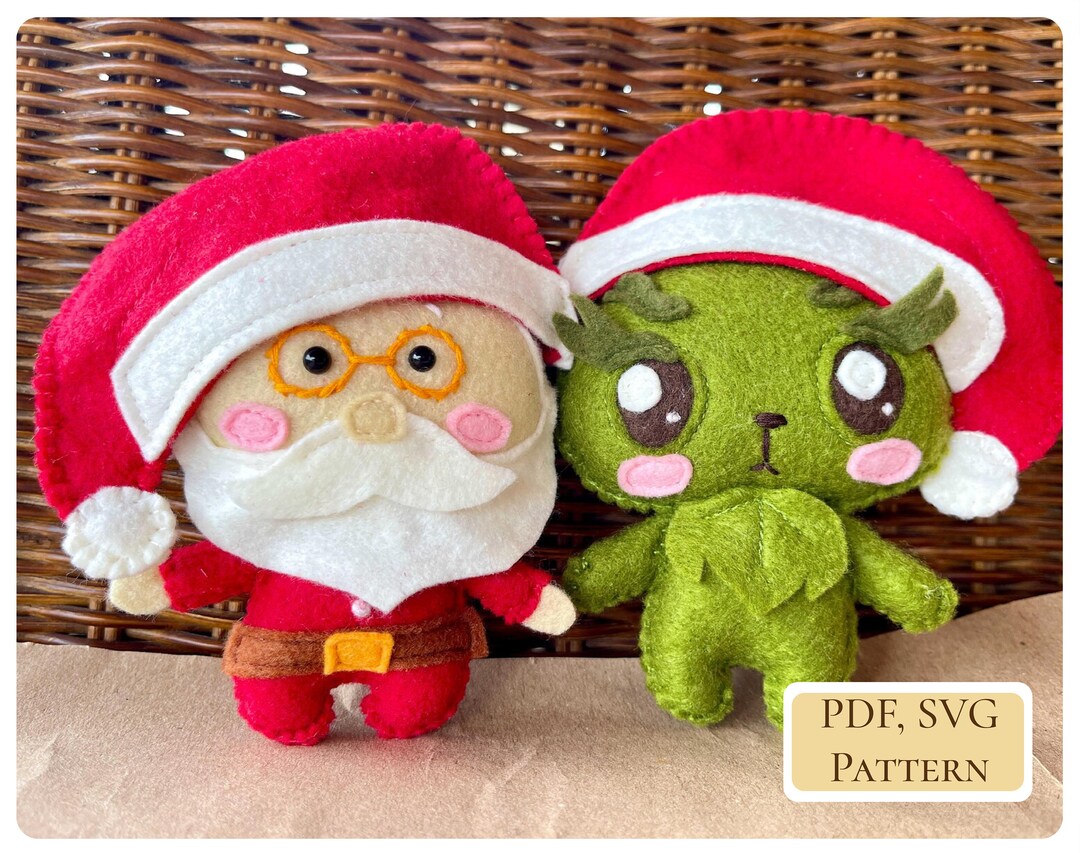 Christmas Set 2 in 1 PDF Pattern Felt Santa Claus Grinch / Felt Sewing ...