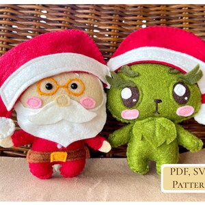 Christmas Set 2 in 1 PDF Pattern Felt Santa Claus Grinch / Felt Sewing ...