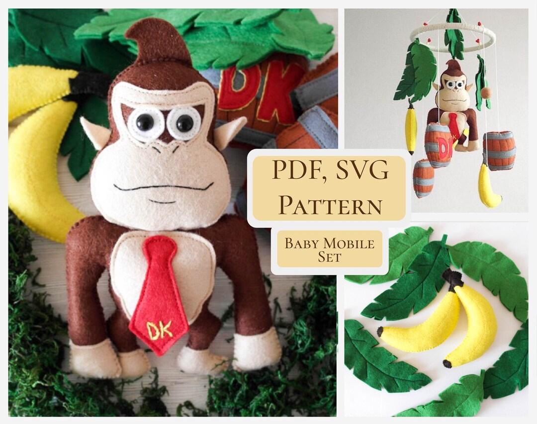 PDF Monkey Donkey Kong Toy Baby Mobile / Gorilla Felt Pattern Pdf ...