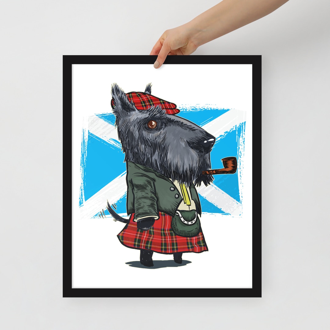 Scottish Terrier Kilt Scotland Flag Dog Lover Framed Poster - Etsy