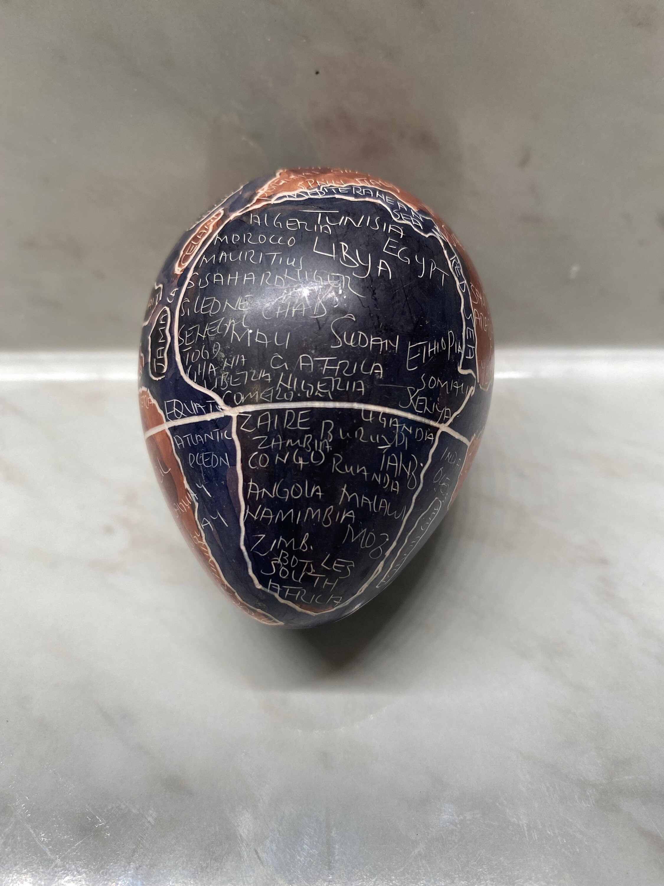 Carved World / Earth Map - Egg Shaped Stone - Art Etched Paperweight - Etsy