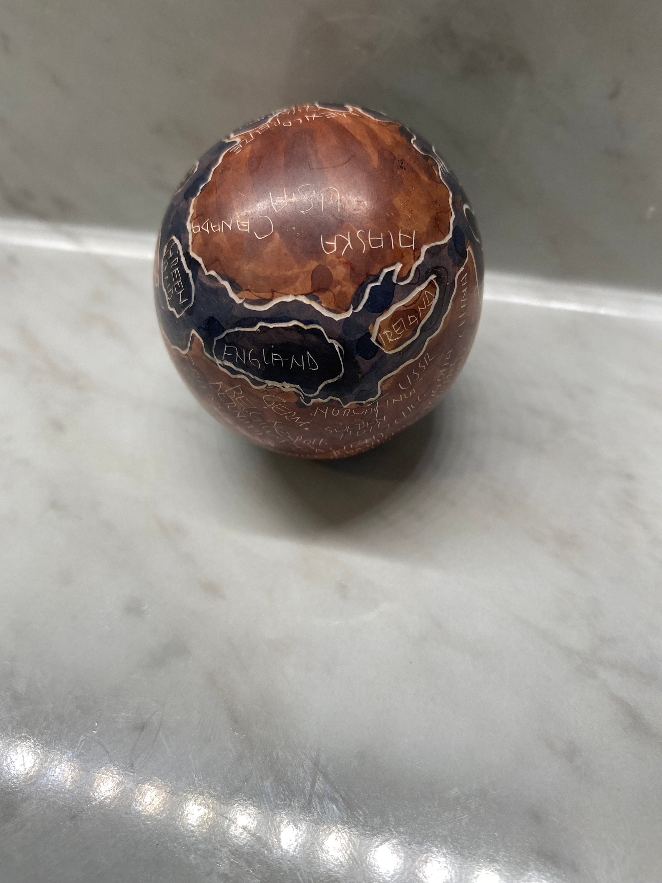 Carved World / Earth Map - Egg Shaped Stone - Art Etched Paperweight - Etsy