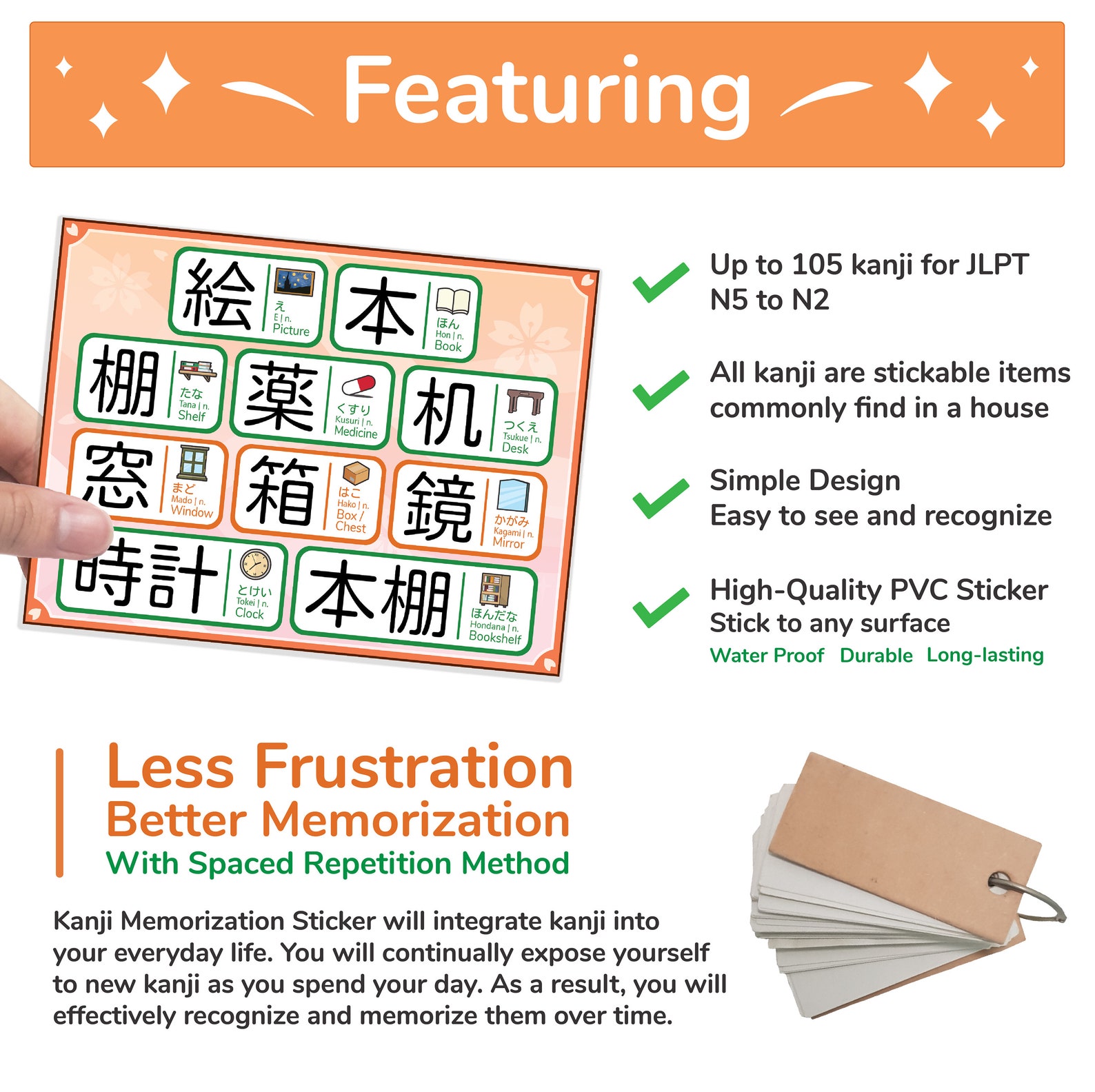 8 Sheets Kanji Memorization Sticker Value Pack | Etsy