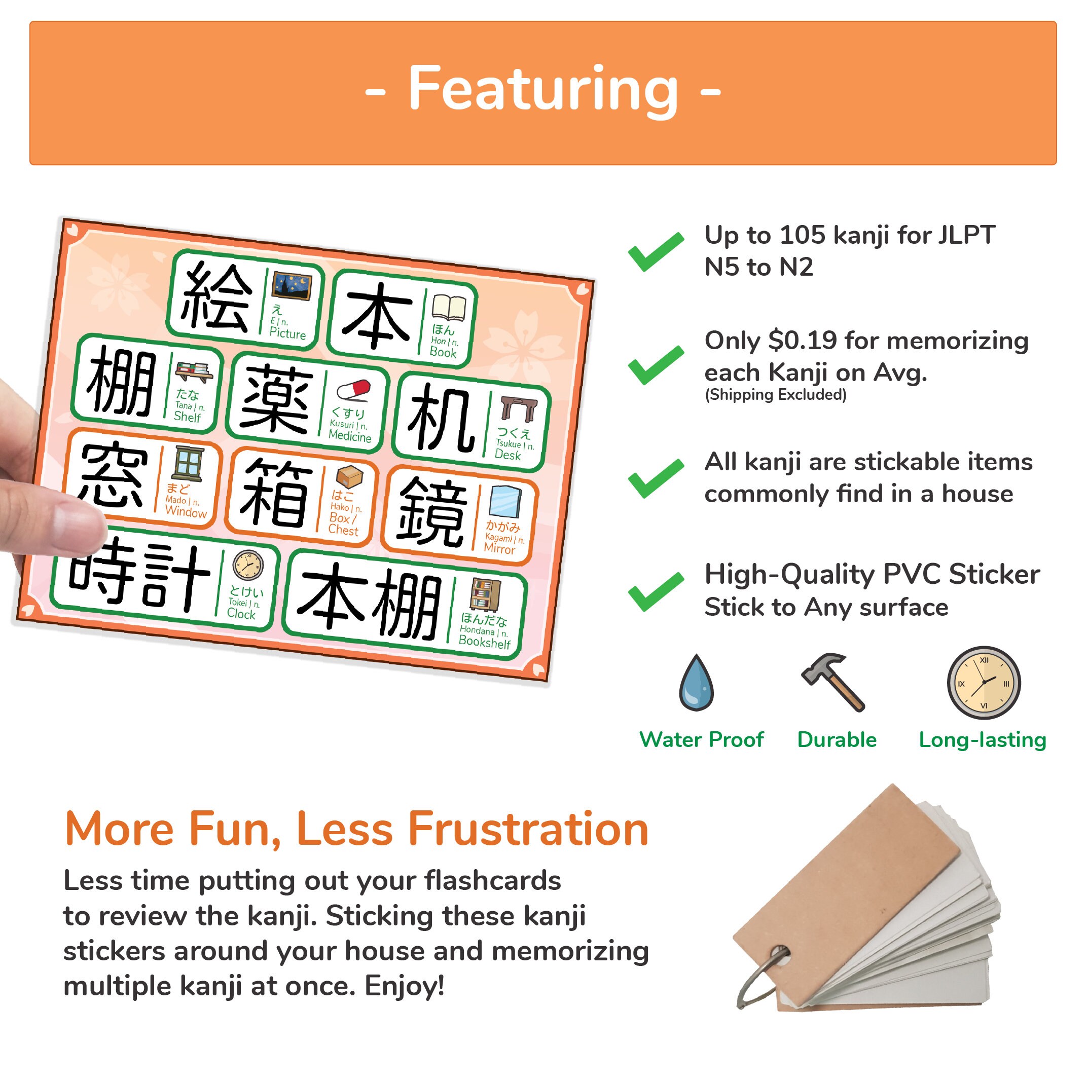 Kanji Memorization Sticker Sheet 2 "household Objects" - Etsy