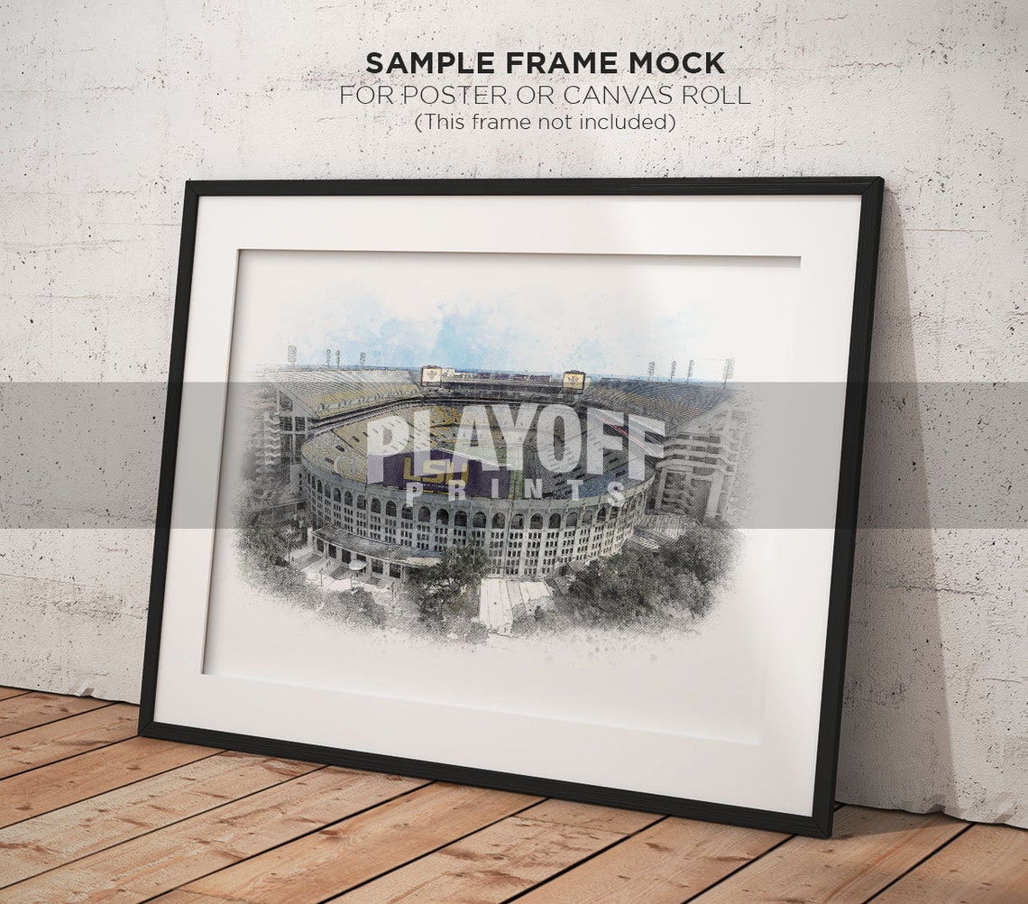 LSU Tiger Stadium Field Drawing Sketch Watercolor Poster - Etsy