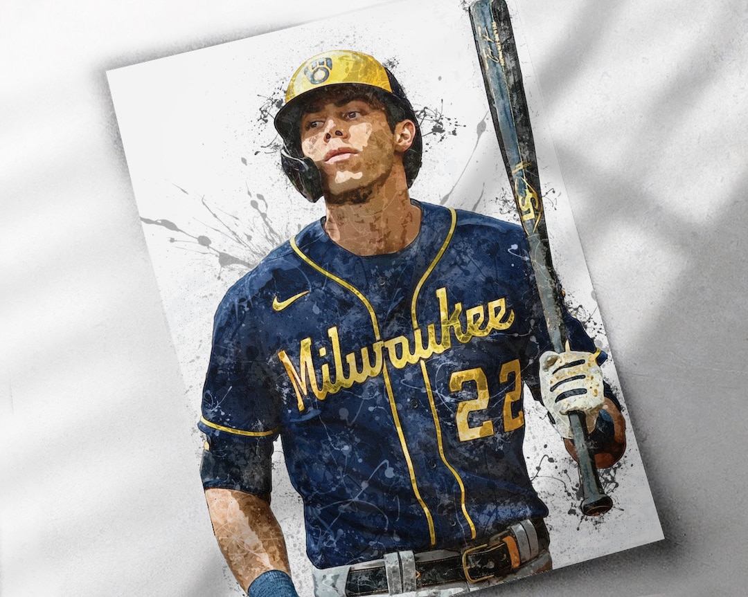 Christian Yelich Poster, Milwaukee Brewers Poster Canvas Print, Framed ...