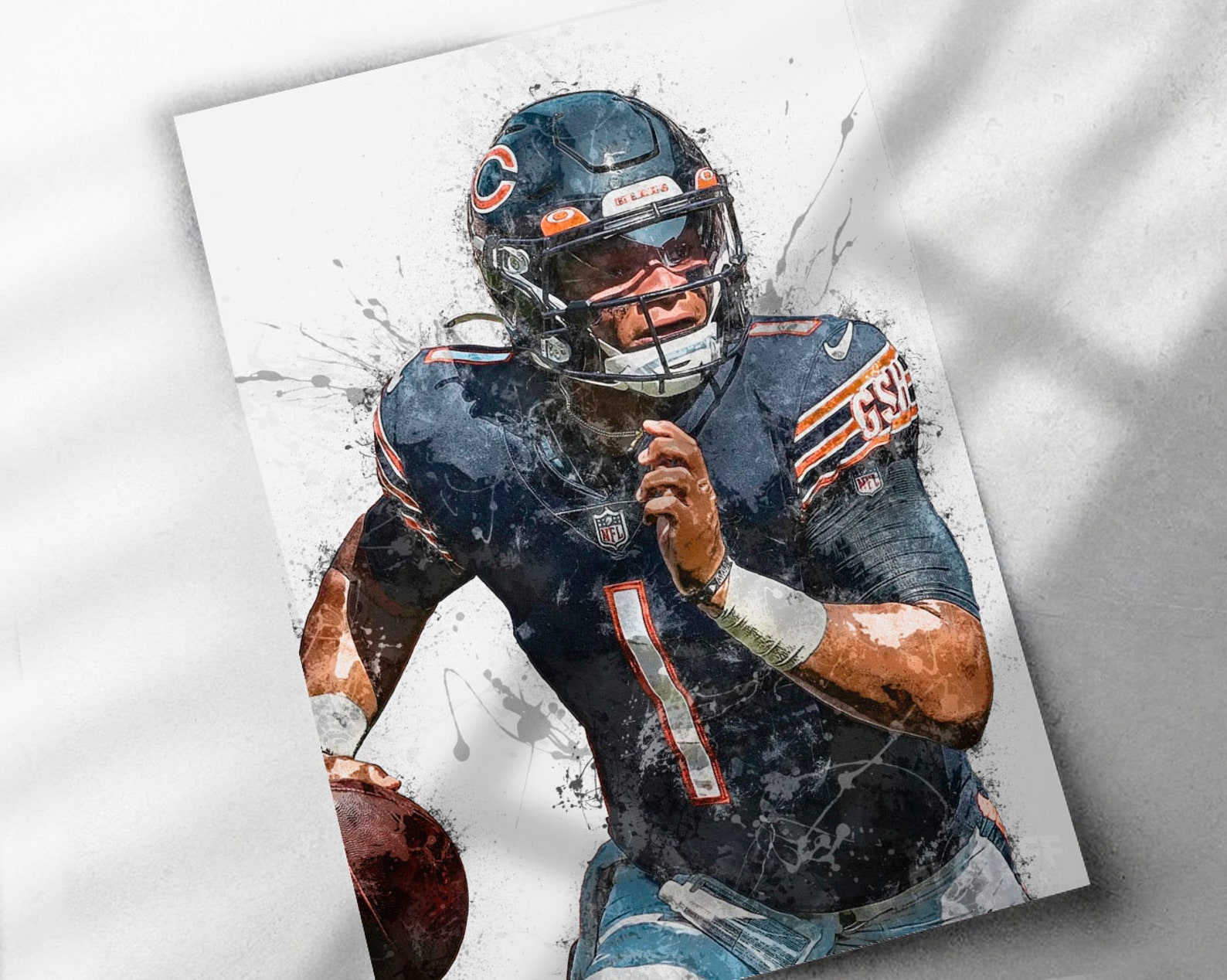 Justin Fields Poster Chicago Bears Canvas Print Sports - Etsy