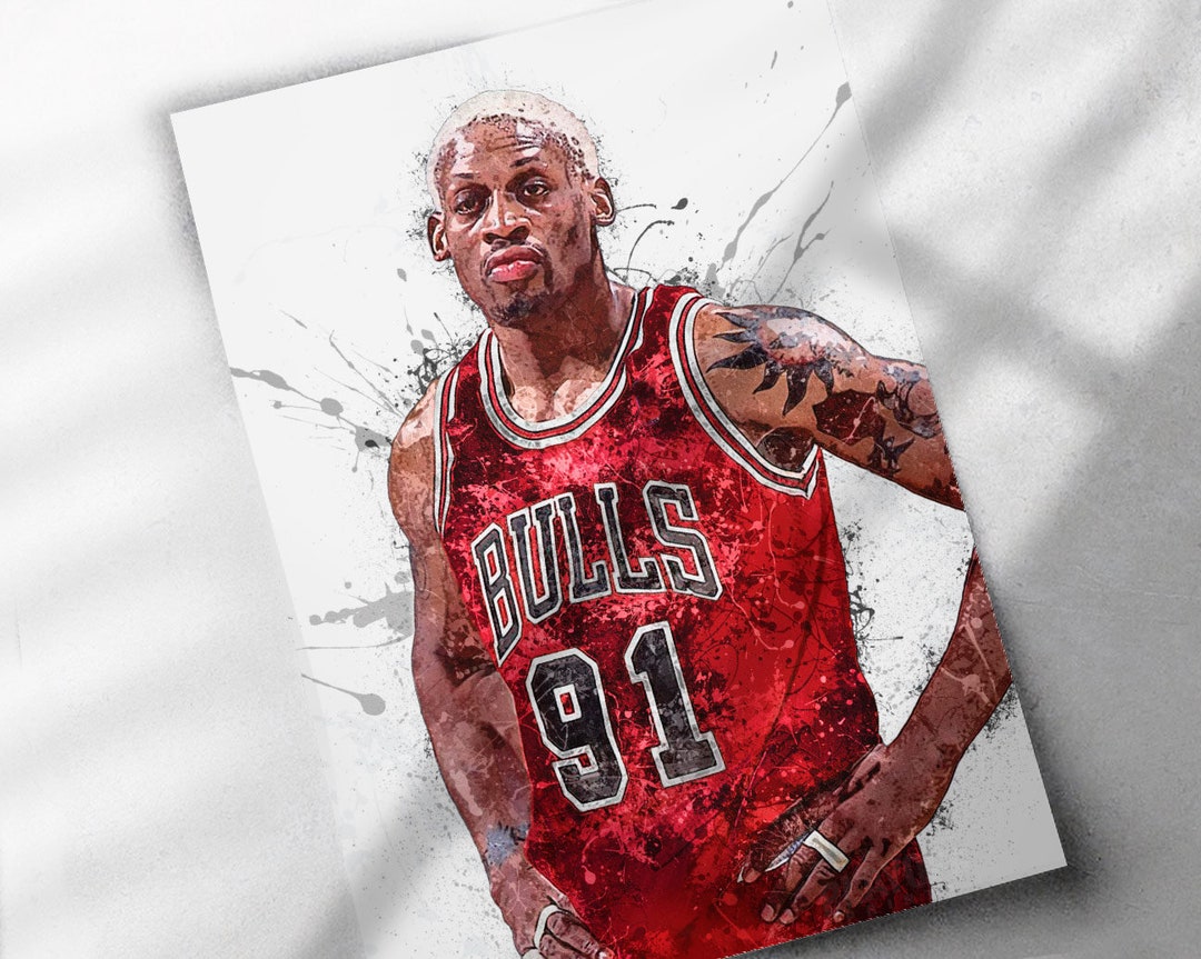Dennis Rodman Poster Chicago Bulls Canvas Print, Sports Framed Print ...
