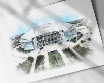 Dallas Cowboy Stadium Sketch Canvas - Etsy