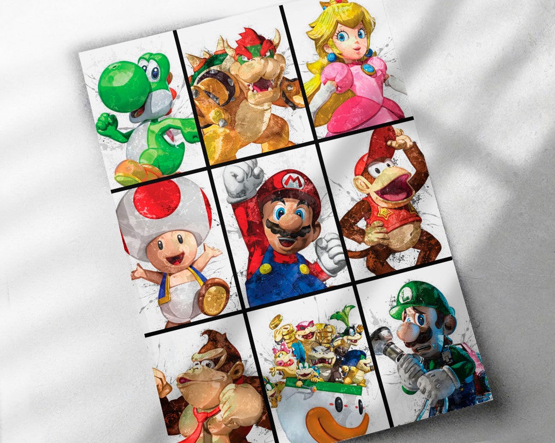 Nintendo Super Mario Character Poster Canvas Print Framed Etsy