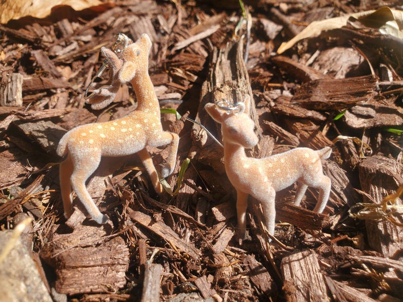 Fuzzy Deer Couple Earrings - Etsy