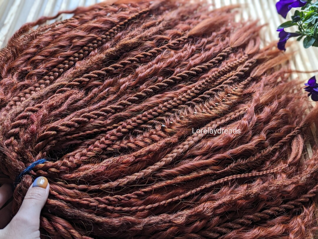 Red Orange Ginger Curly Dreads Synthetic Crochet Dreads Extensions ...