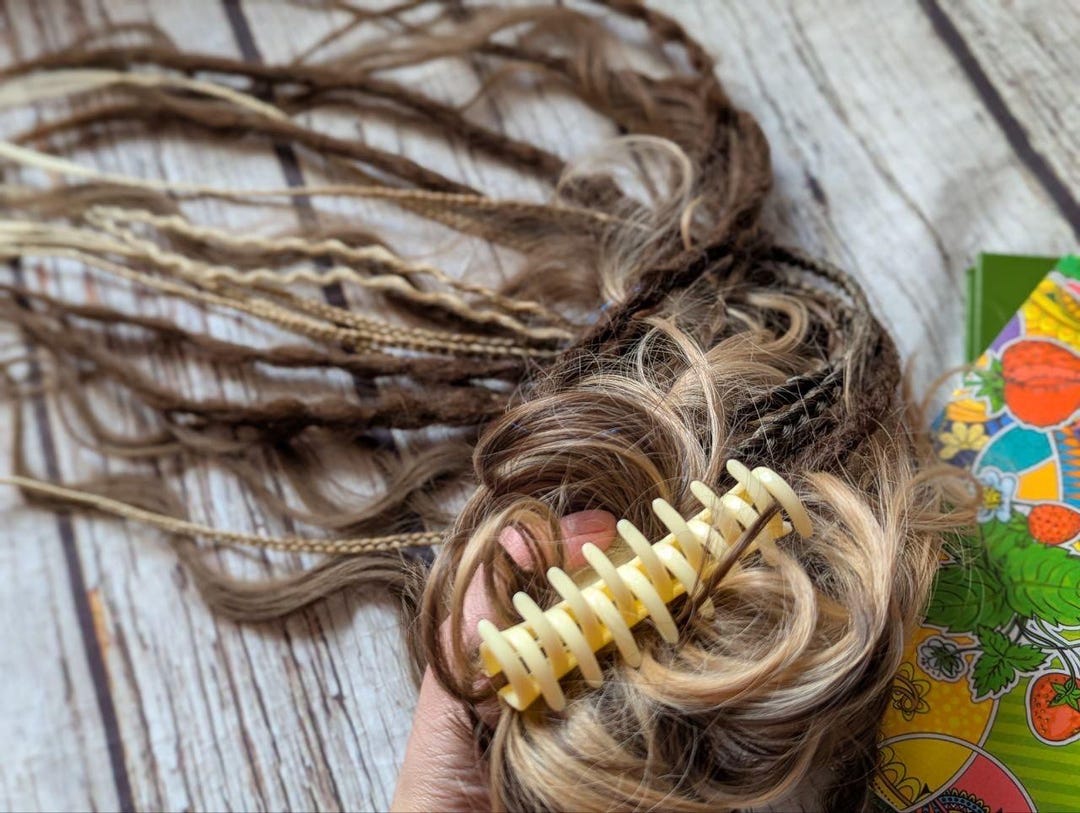 Claw Clip Ponytails Curly Dreads Blond Synthetic Crochet Dreads ...