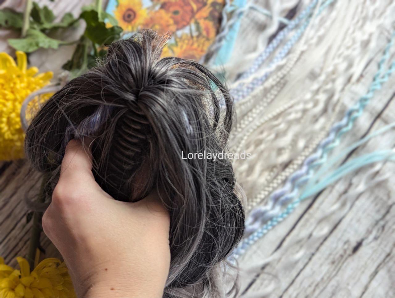 Claw Clip Ponytails Curly Dreads Black Whitesynthetic Crochet Dreads ...