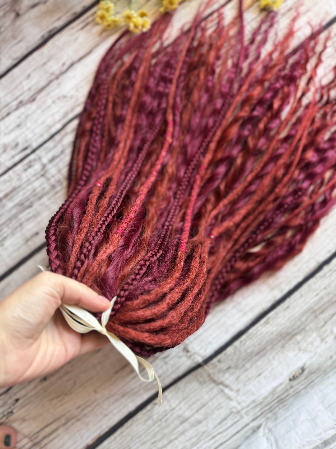 Burgundy Red Raspberry Curly Dreads Synthetic Crochet Dreads Extensions ...