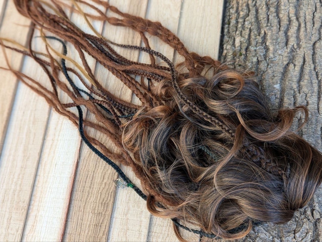 Claw Clip Ponytails Curly Dreads Brown Synthetic Crochet Dreads ...