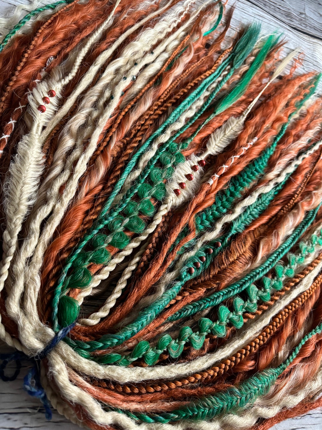 Red Orange Ginger Blond Curly Dreads Synthetic Crochet Dreads ...