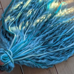 Mint Curly Dreads Synthetic Crochet Dreads Extensions Boho DE Dreads ...