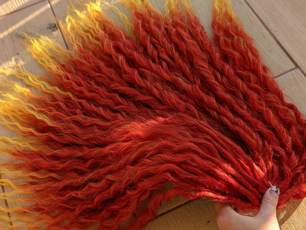 Red Orange Curly Dreads Synthetic Crochet Dreads Extensions Copper Boho ...