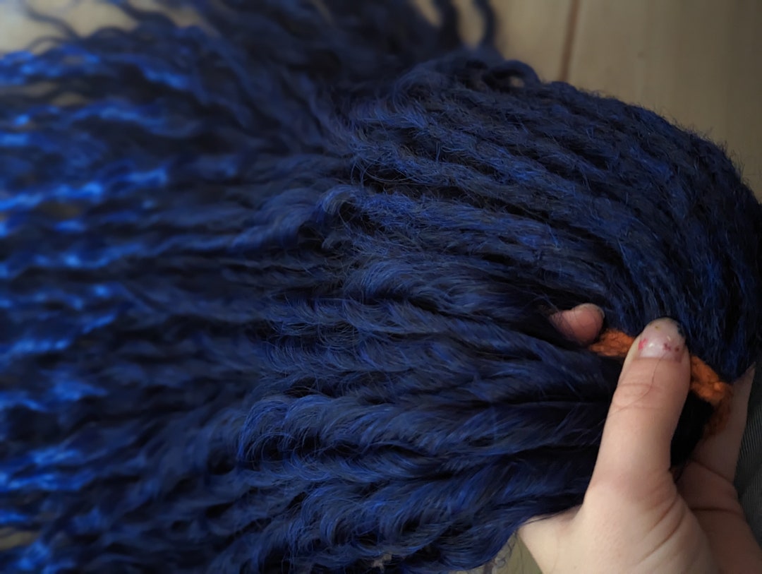 Blue Curly Dreads Synthetic Crochet Dreads Extensions Blue Boho DE ...